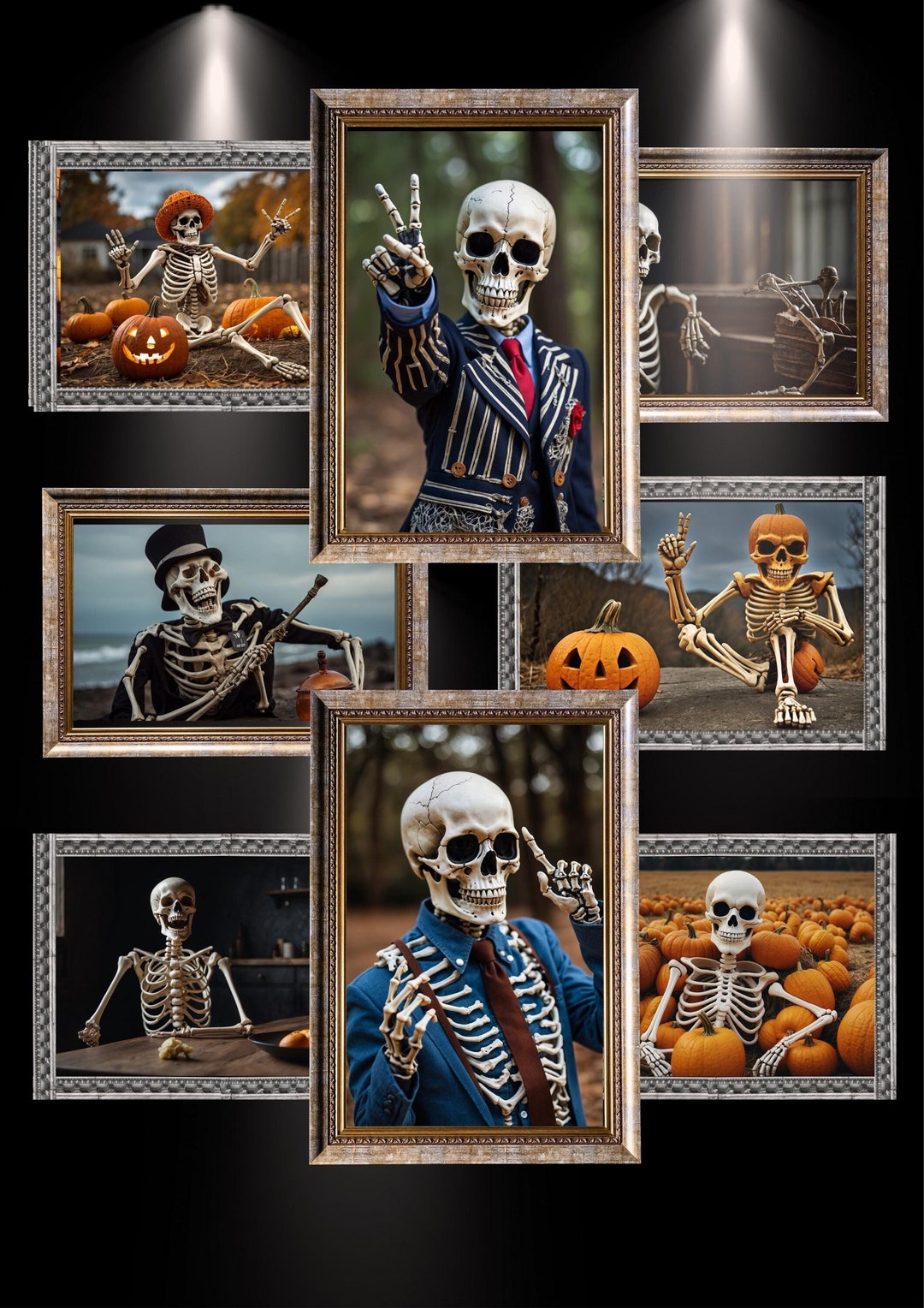 Funny Skeleton Poster Bundle - 26 Halloween Art Prints - Halloween ...