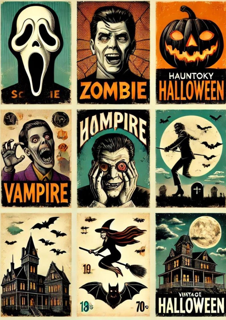 Halloween Skeleton Pumpkin Poster Bundle - Funny Skeleton Halloween ...