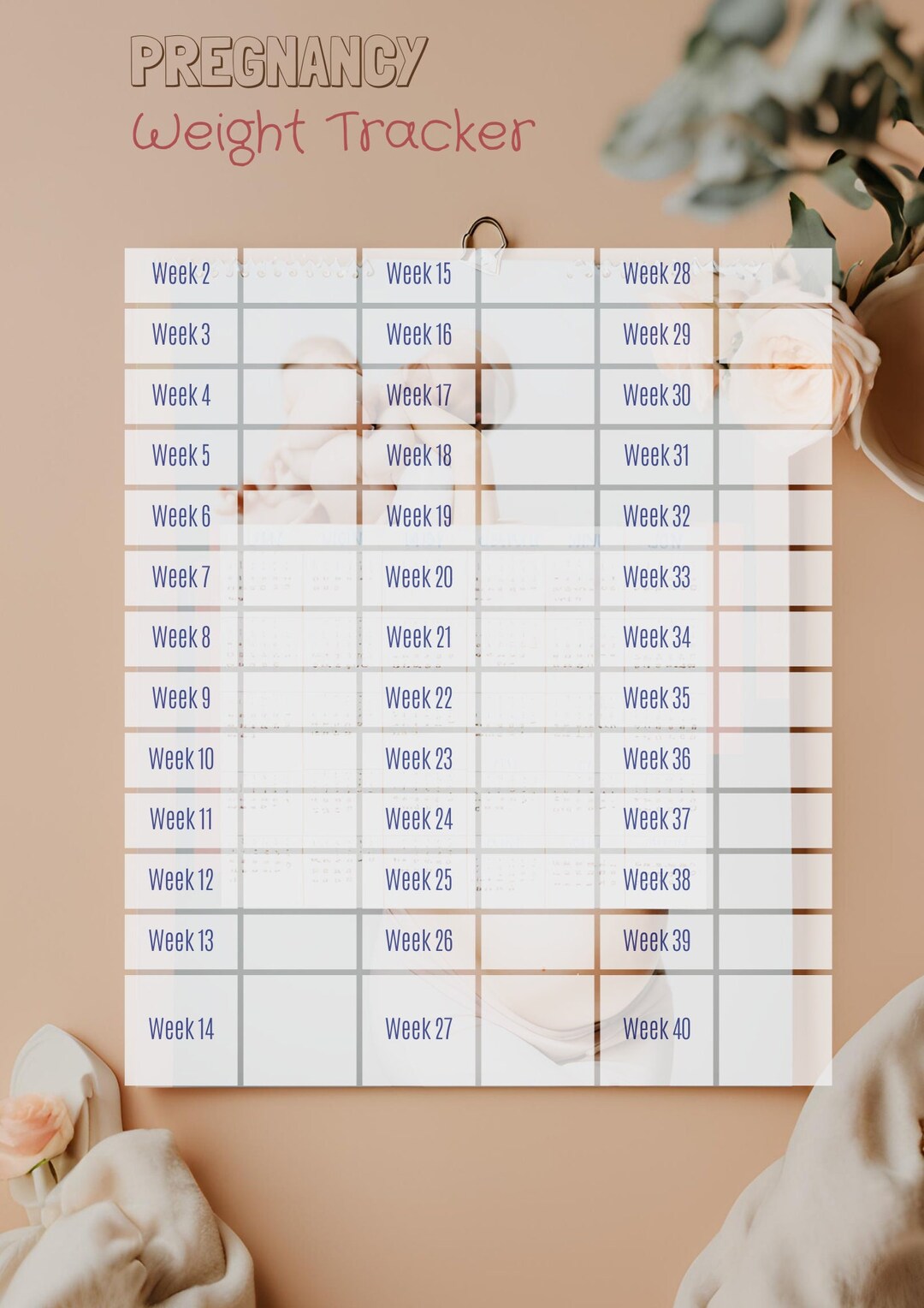 Pregnancy Weight Tracker | Weekly Weight Log | Printable Pregnancy ...