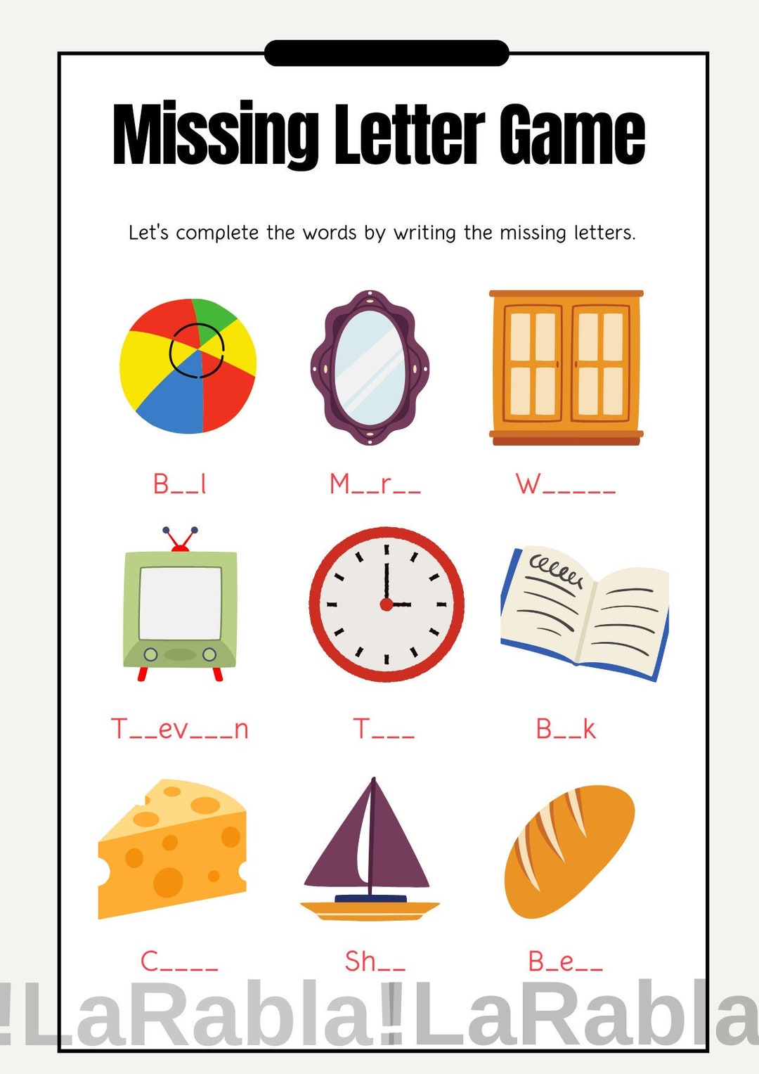 Fun Missing Letter Game for Kids – Educational Printable Worksheet ...