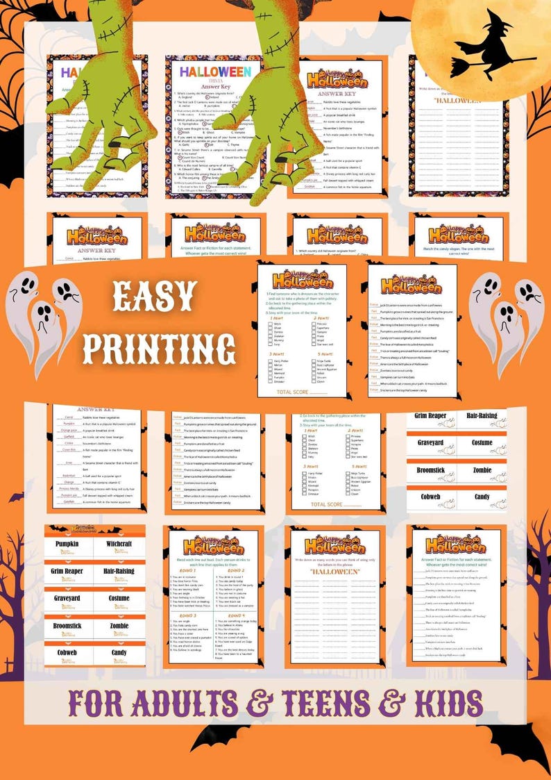 Printable Halloween Game Bundle - 40+ Halloween Party Games Activities ...