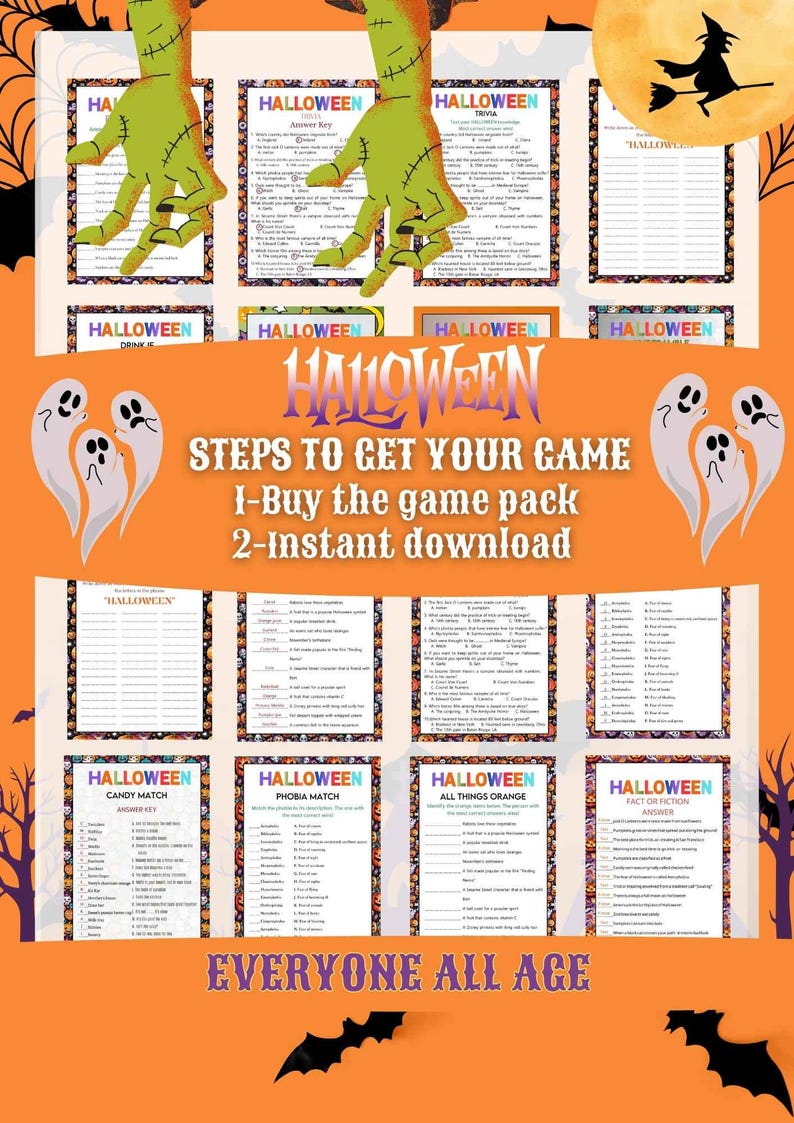 Printable Halloween Game Bundle - 40+ Halloween Party Games Activities ...
