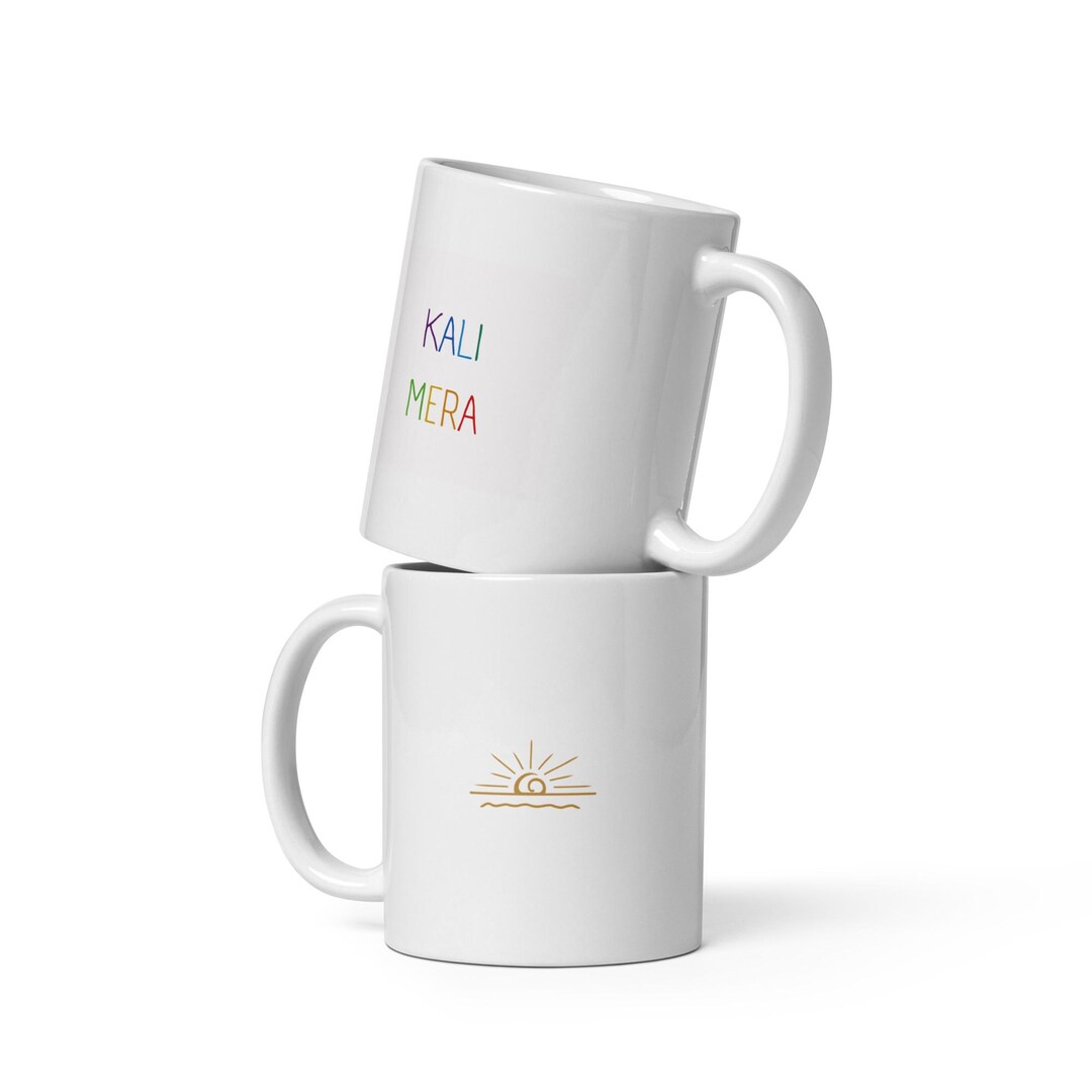 White Coffee Mug With “kalimera” Lettering – Greek-inspired for Your ...