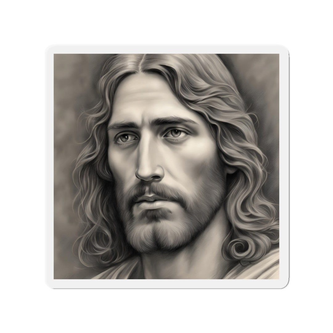 Pencil Sketch Face of Jesus: Christian Design, Art, Die-cut Magnets ...