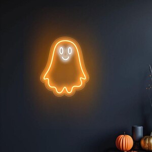 Cute Ghost Neon Sign, Fun Ghost Led Light Sign, Halloween Wall Decor ...