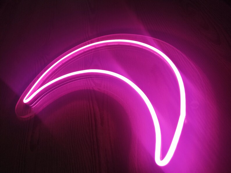 Moon Neon Sign, Crescent Moon Neon Light Sign, Bedroom Wall Decor, Neon ...