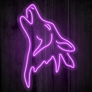 Howling Wolf Neon Sign, Led Neon Sign, Wolf Neon Sign, Man Cave Wall ...