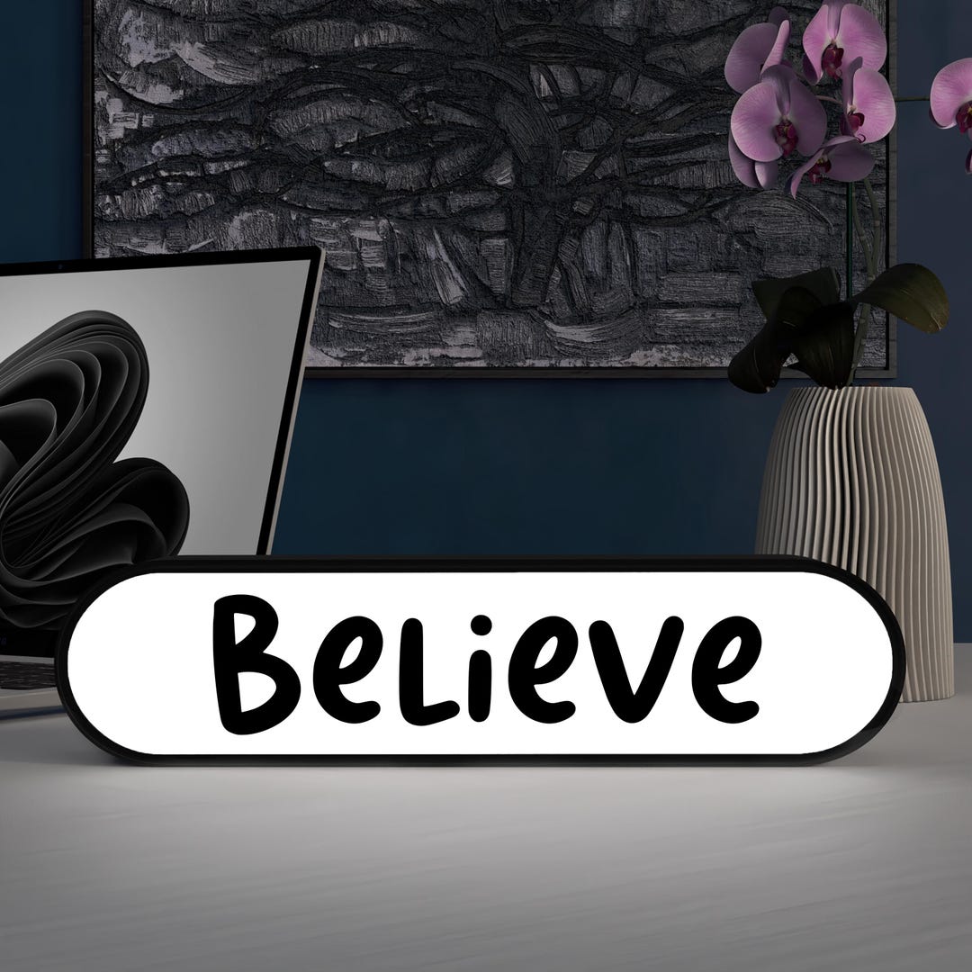 Believe Mini LED Light Box, Table Lamp for Shelf or Desk, Inspirational ...