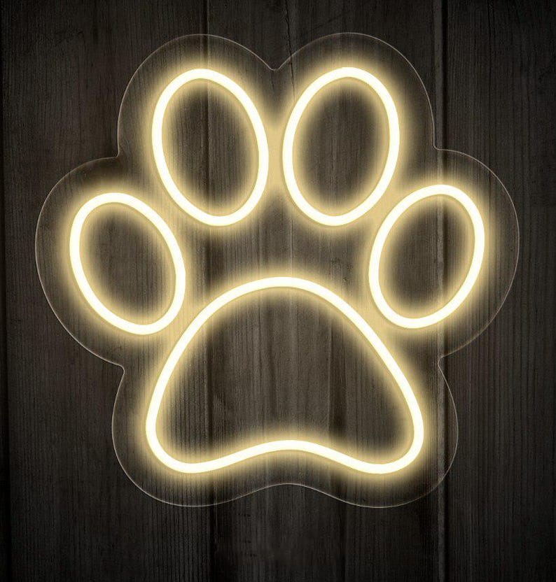 Cute Paw Neon Sign, Dog Paw Neon Sign, Pet Paw Light up Sign, LED Home ...