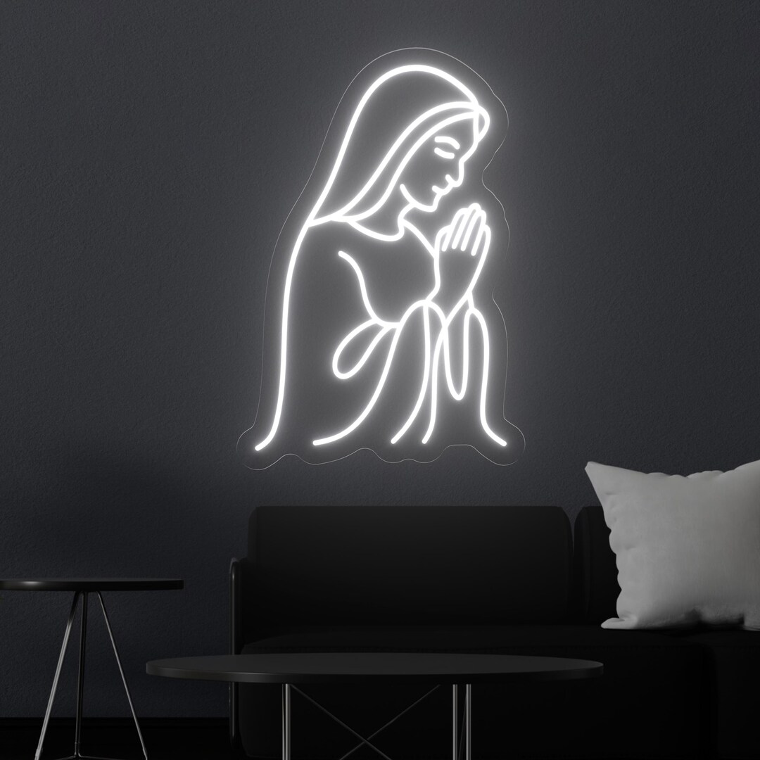 Virgin Mary Neon Sign, Religious Faith Wall Decor, Christian LED Light ...
