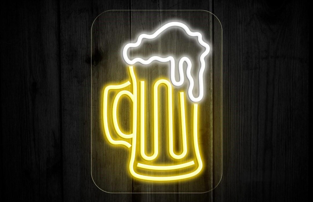 Beer Glass Neon Sign, Beer Mug LED Sign, Bar Wall Decor, Kitchen Wall ...