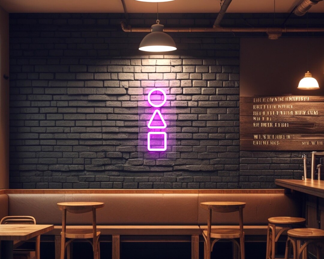 Geometric Neon Sign, Led Lights, Game Room Decor, Garage Wall Art, Man ...