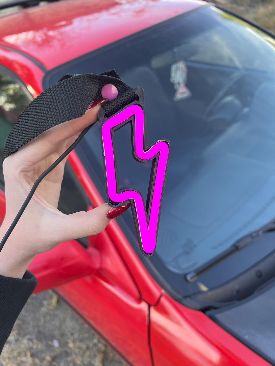 Lightning Bolt Neon Tsurikawa, Led Light up Car Handle Accessories, JDM ...