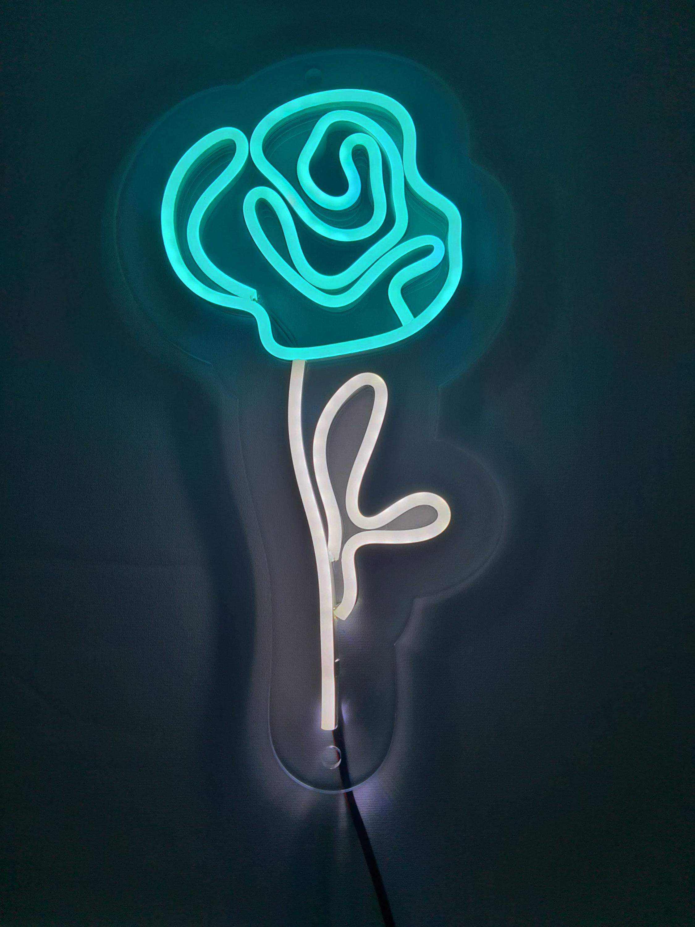 Rose Neon Sign, Led Light up Neon Sign, Cute Flower Wall Decor, Neon ...