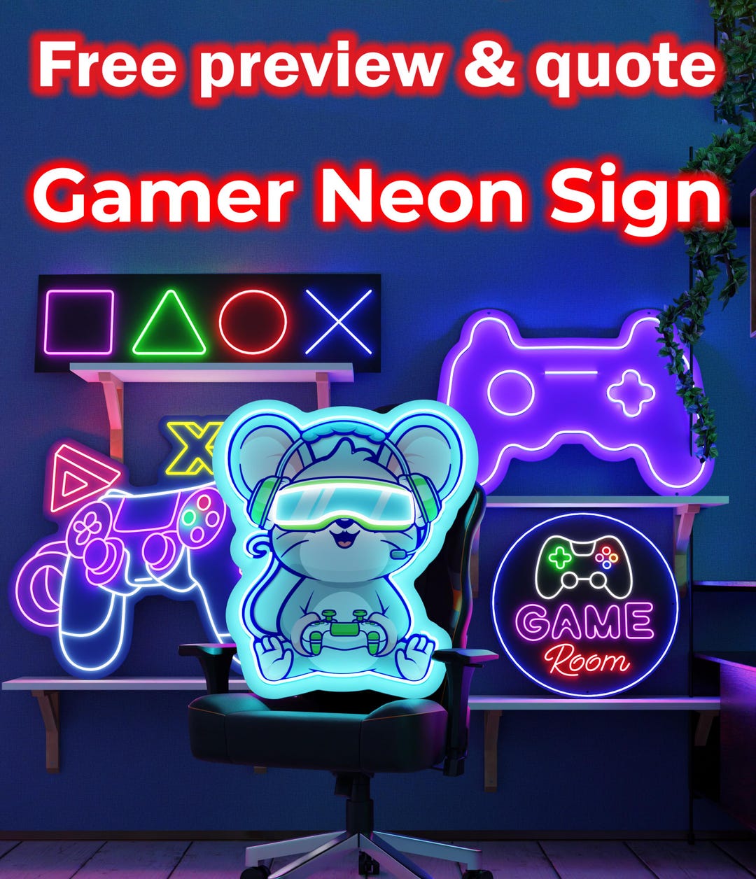 Custom Game Neon Sign, Username Personalized LED Sign, Gamer Wall Art ...