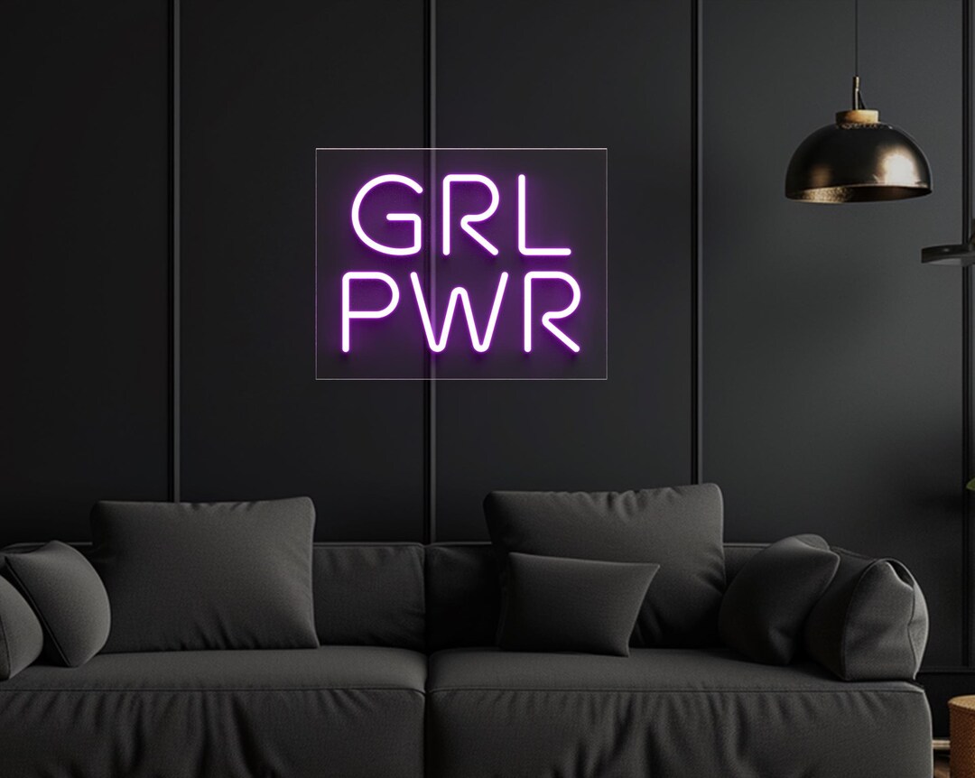 Girl Power Neon Sign, Feminist Wall Decor, GRL PWR LED Light, Women ...