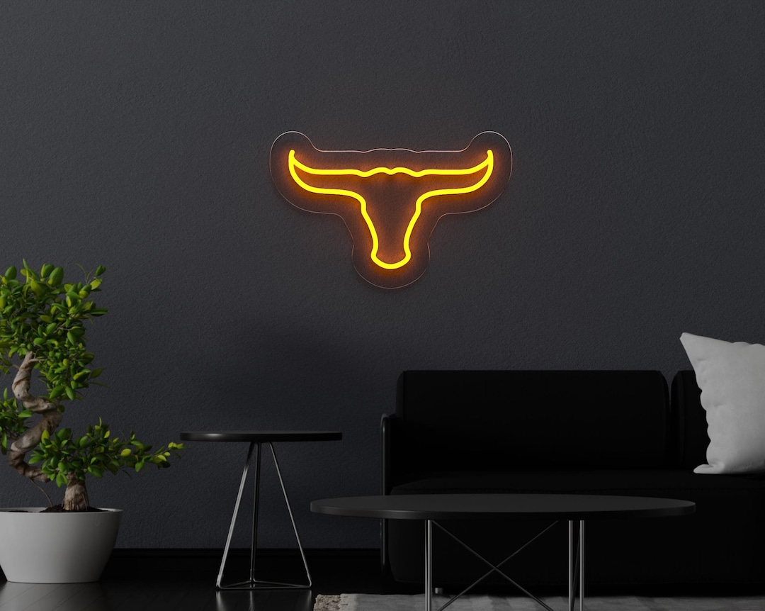 Longhorn Bull Neon Sign, Texas Bull LED Sign, Texas Bull Head Light up ...