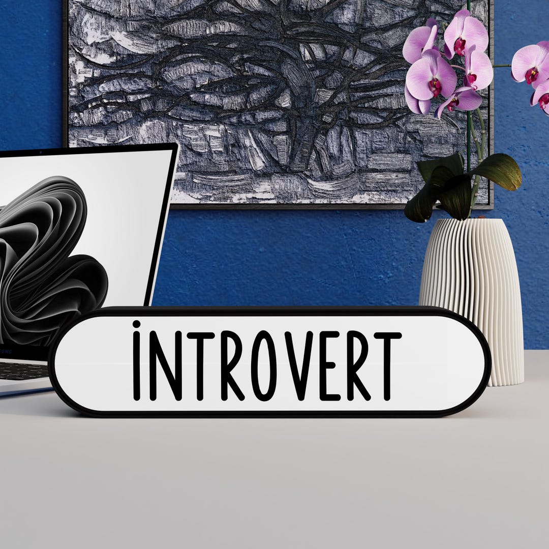 Introvert Mini Light Box, LED Desk Sign, Cozy Night Light, Aesthetic ...