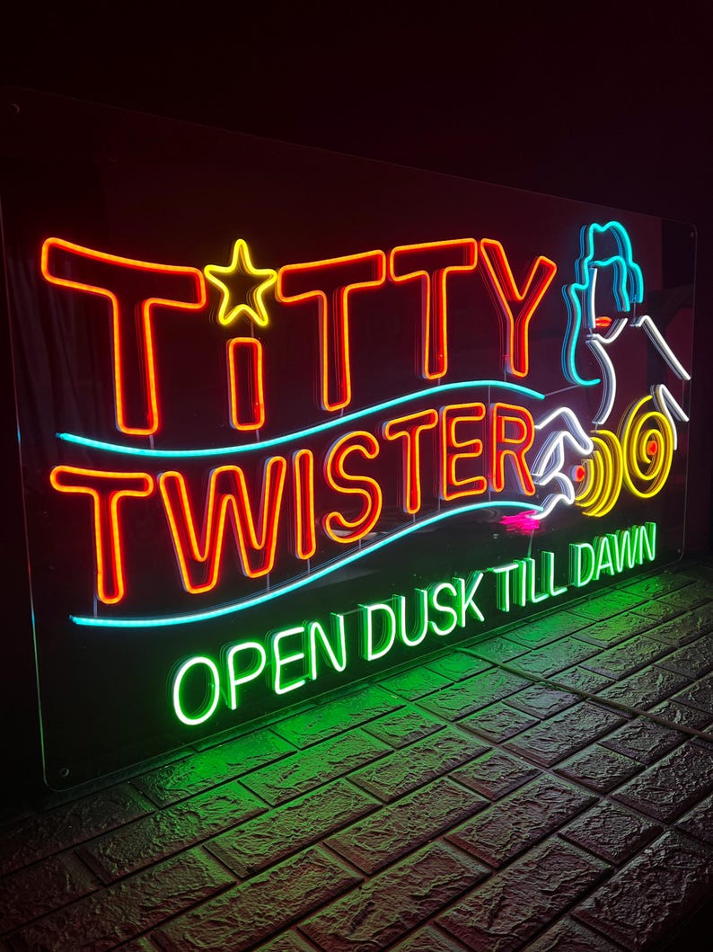 Titty Twister Neon Sign, Retro Bar LED Light, Vintage Wall Art, Man ...