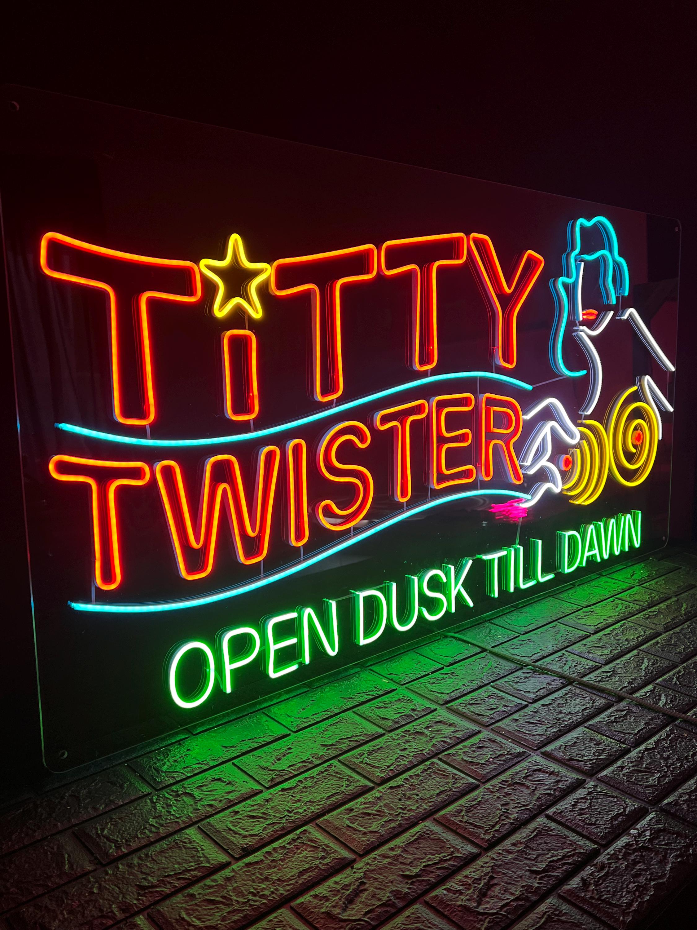 Titty Twister Neon Sign, Retro Bar LED Light, Vintage Wall Art, Man ...