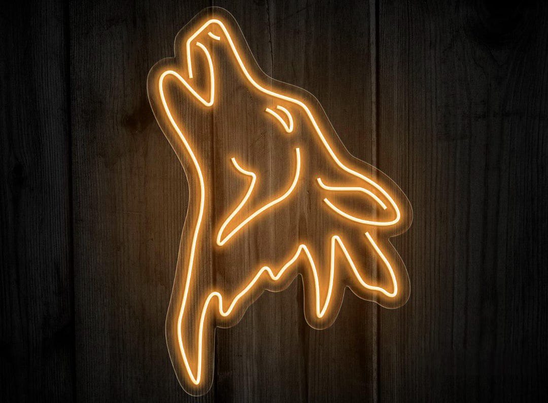 Howling Wolf Neon Sign, Led Neon Sign, Wolf Neon Sign, Man Cave Wall ...