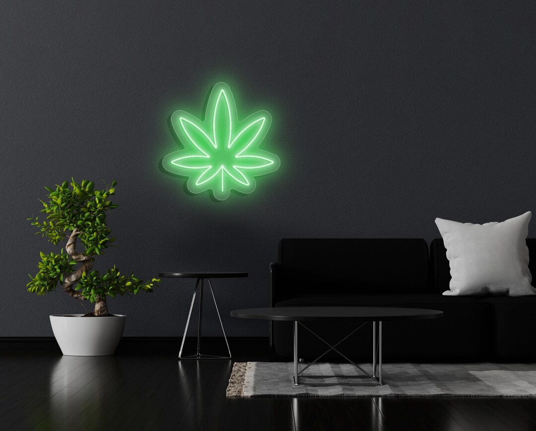 LED Neon Cannabis Leaf Sign, Green Aesthetic Light up Sign, 420 Wall ...