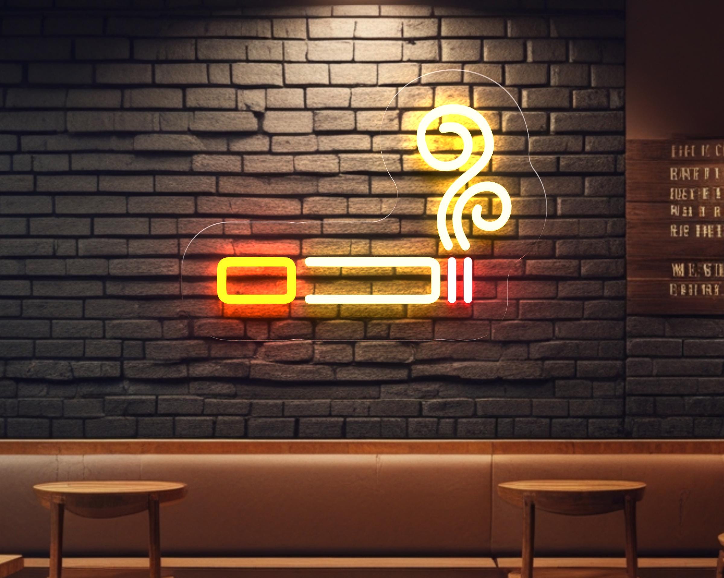 Cigarette Neon Sign, LED Light up Wall Art for Smoking Room, Bar ...