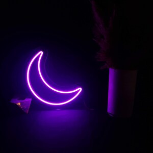 Moon Neon Sign, Crescent Moon Neon Light Sign, Bedroom Wall Decor, Neon ...