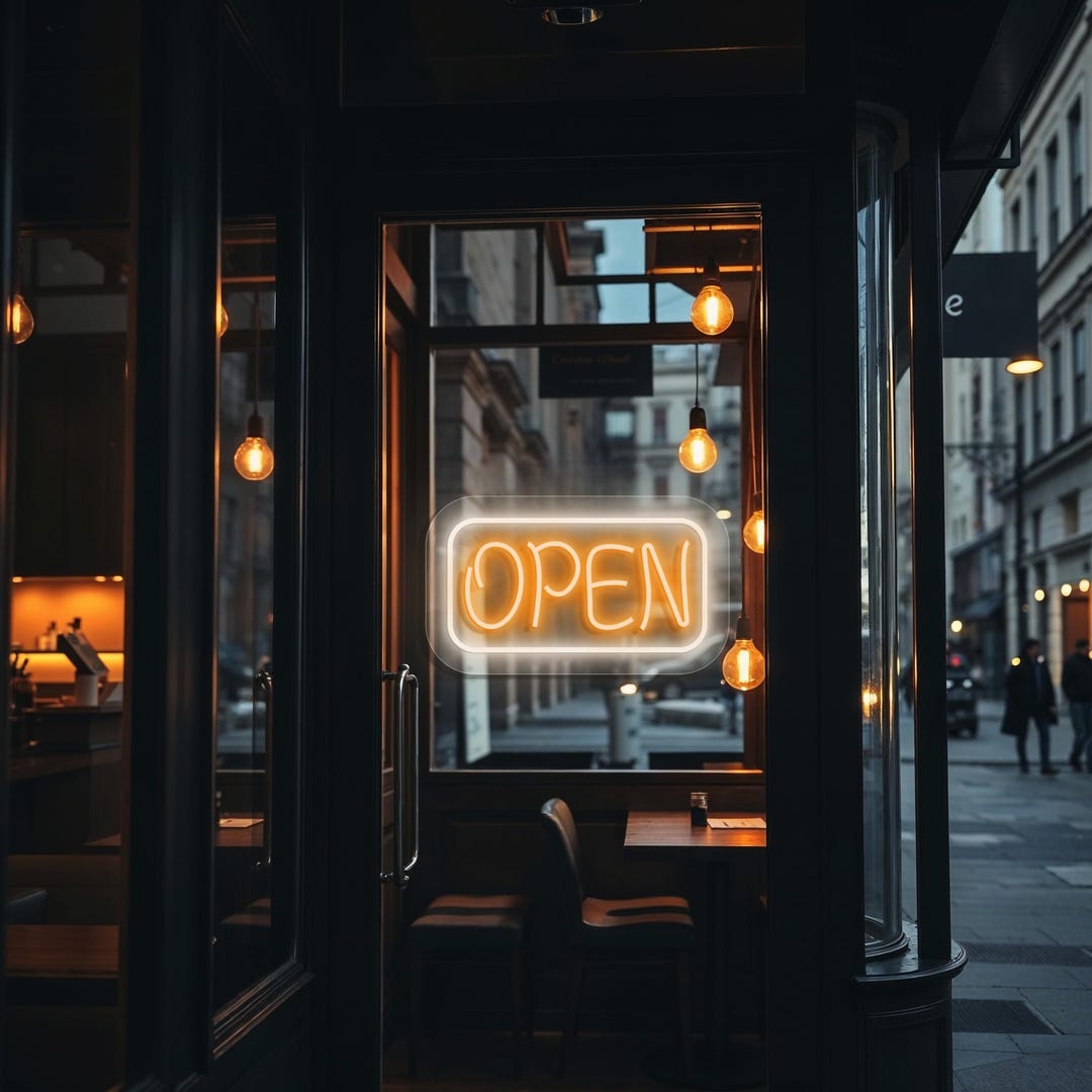 Open Neon Sign, LED Business Sign, Storefront Window Light up Sign ...