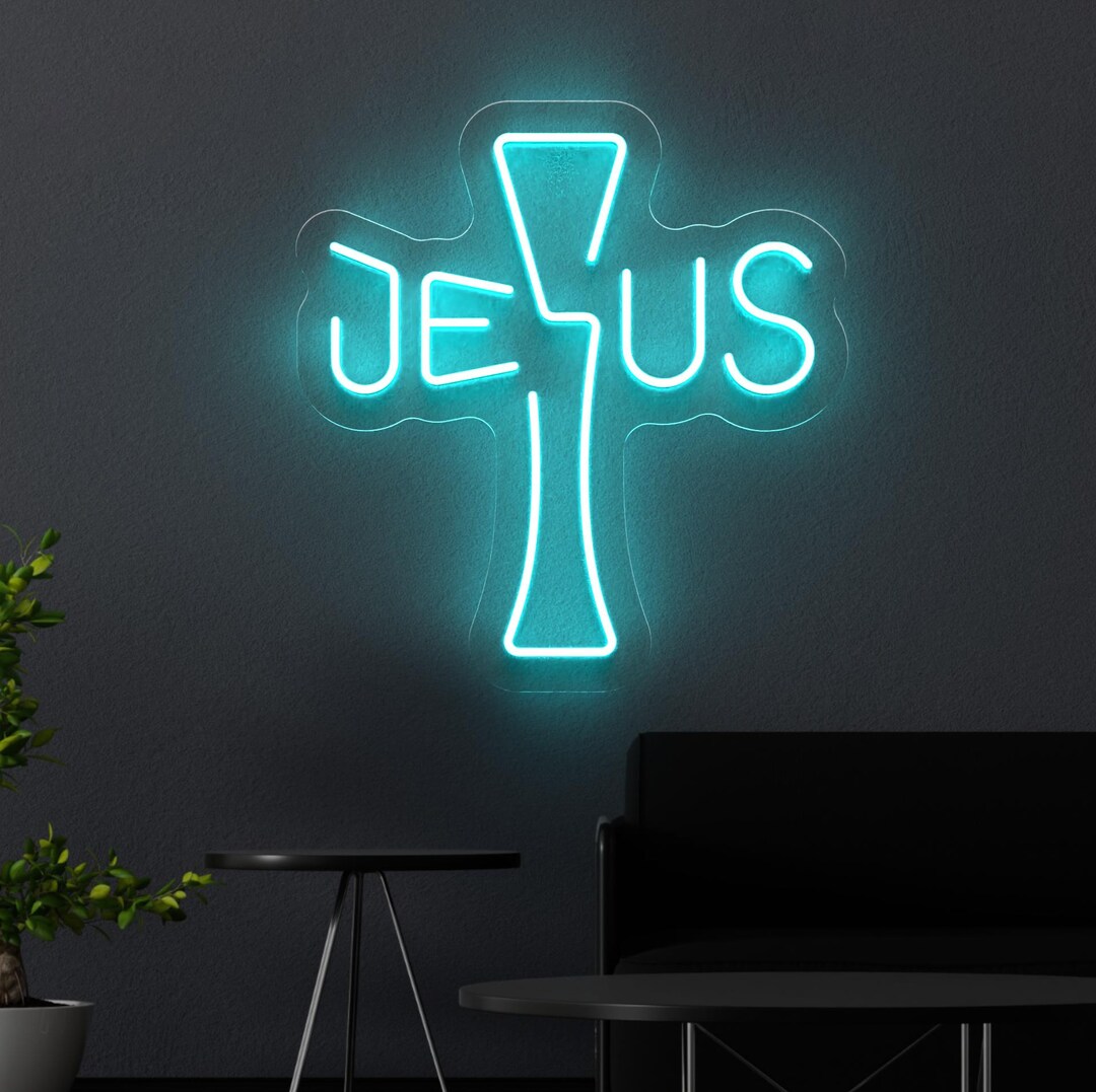 Jesus Neon Sign, Cross Light up Sign, Christian Wall Decor, Gift for ...