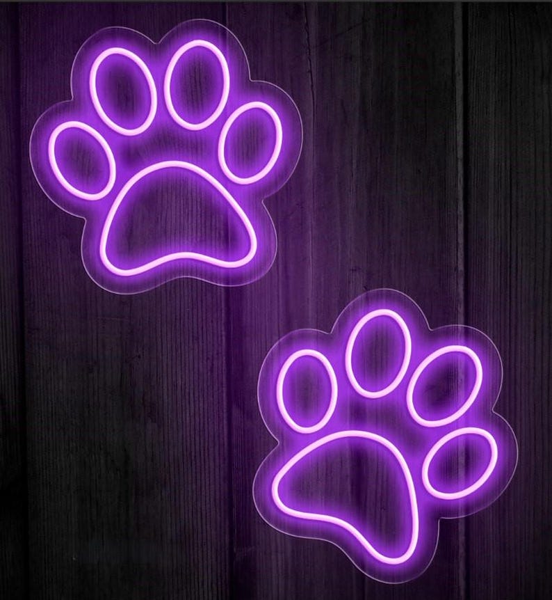 Cute Paw Neon Sign, Dog Paw Neon Sign, Pet Paw Light up Sign, LED Home ...