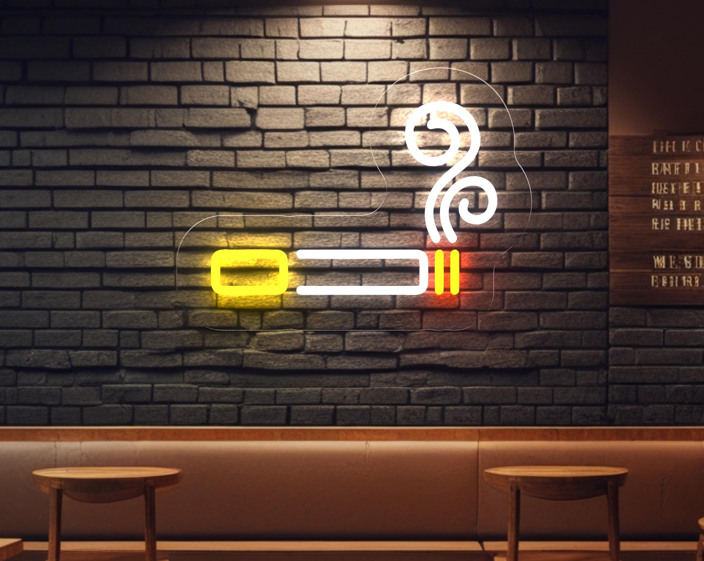 Cigarette Neon Sign, LED Light up Wall Art for Smoking Room, Bar ...