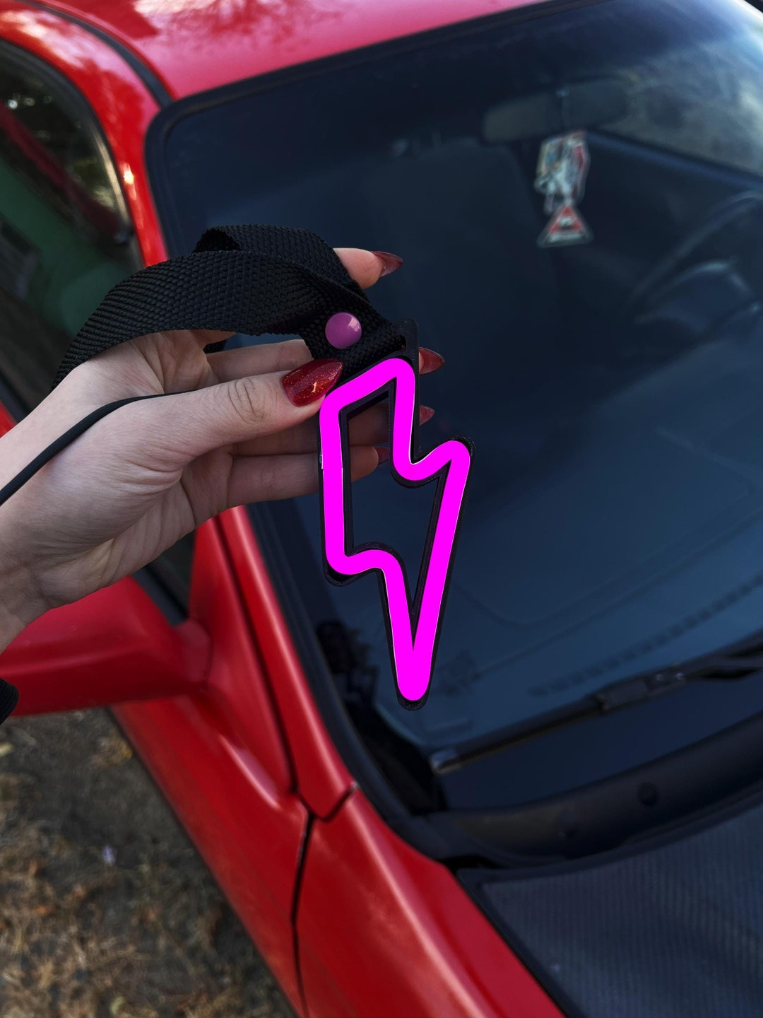 Lightning Bolt Neon Tsurikawa, Led Light up Car Handle Accessories, JDM ...
