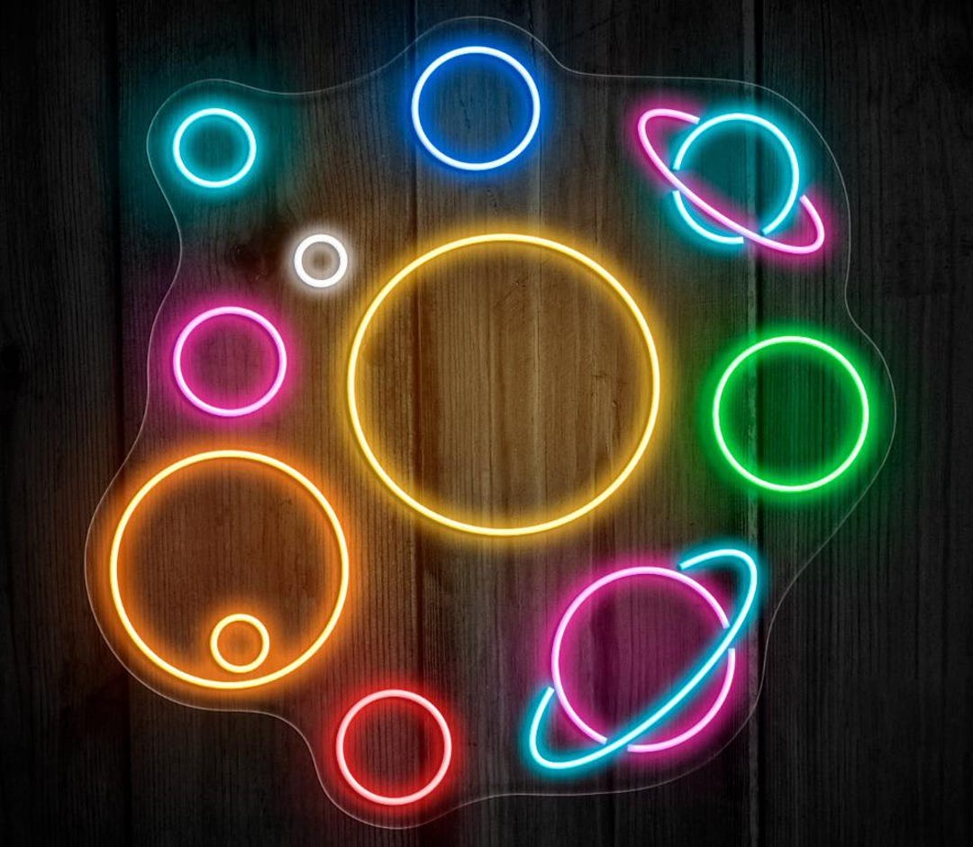Space Planets Light up Sign, LED Neon Sign, Bedroom Wall Art, Home ...