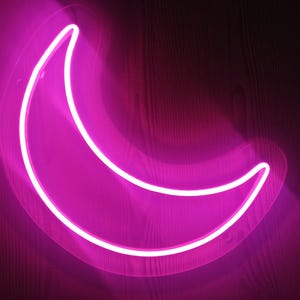 Moon Neon Sign, Crescent Moon Neon Light Sign, Bedroom Wall Decor, Neon ...