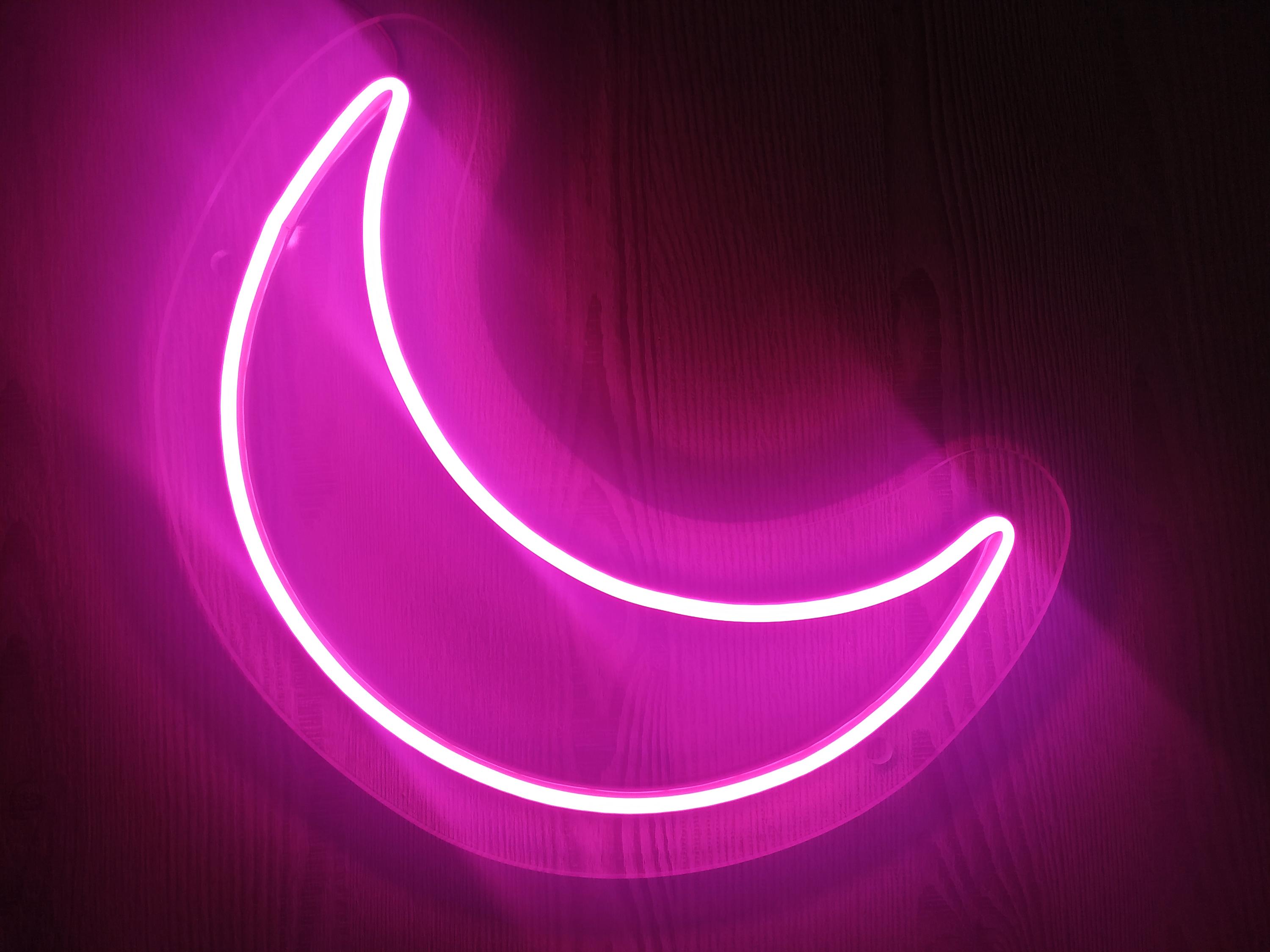 Moon Neon Sign, Crescent Moon Neon Light Sign, Bedroom Wall Decor, Neon ...