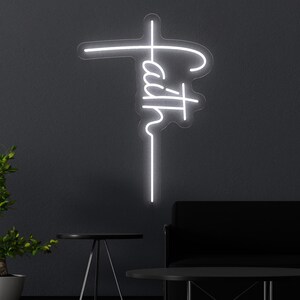 Faith Neon Sign, Cross Wall Light, Christian LED Sign for Prayer Room ...