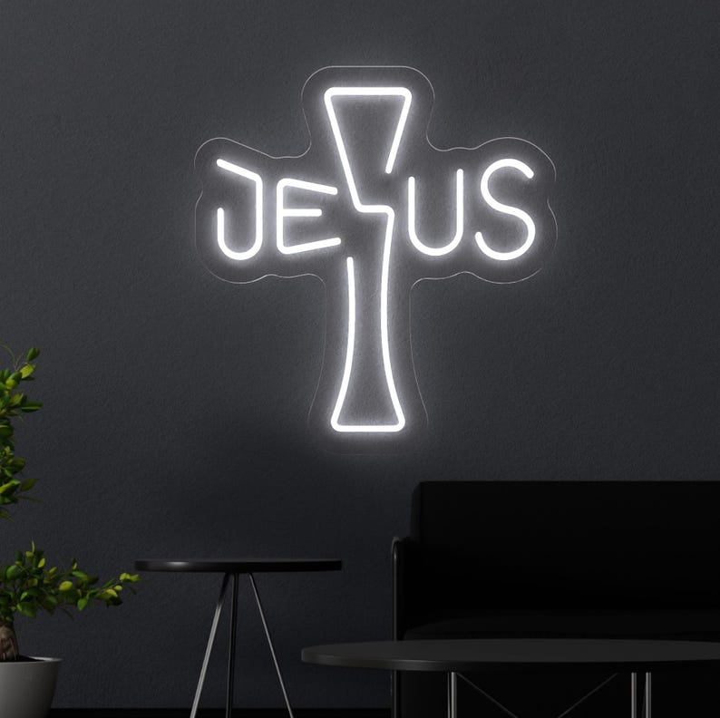 Jesus Neon Sign, Cross Light up Sign, Christian Wall Decor, Gift for ...