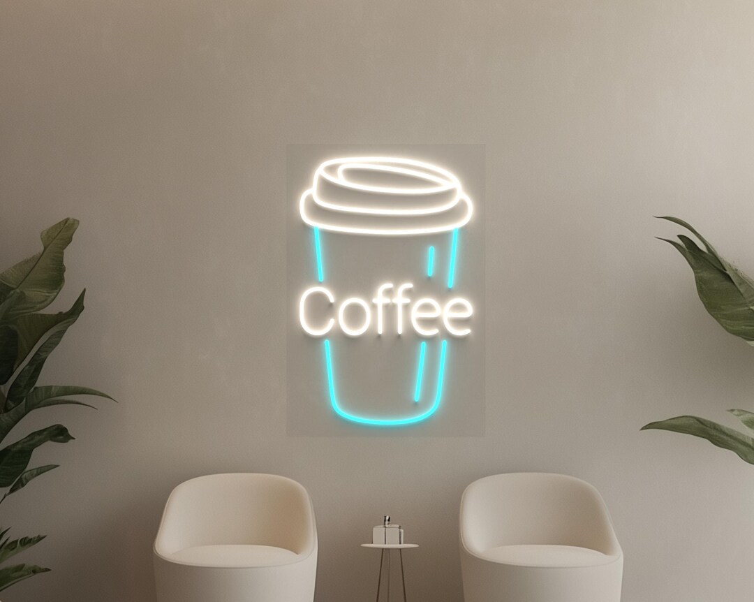 Coffee Cup Neon Sign, LED Signs for Your Cafe, Coffee House Wall Decor ...