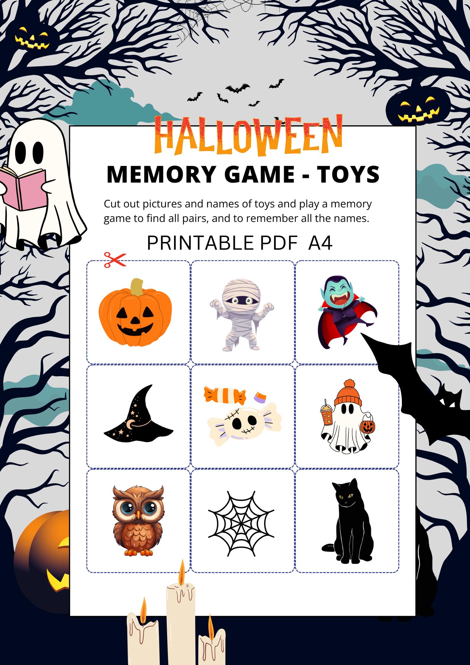 Halloween Memory Games Printable Download, Halloween Party Games ...