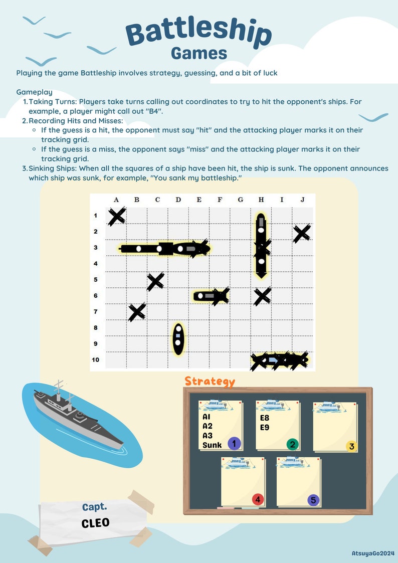 Printable Battleship Game - Sea Strike | Fun for Kids & Adults | Easy ...