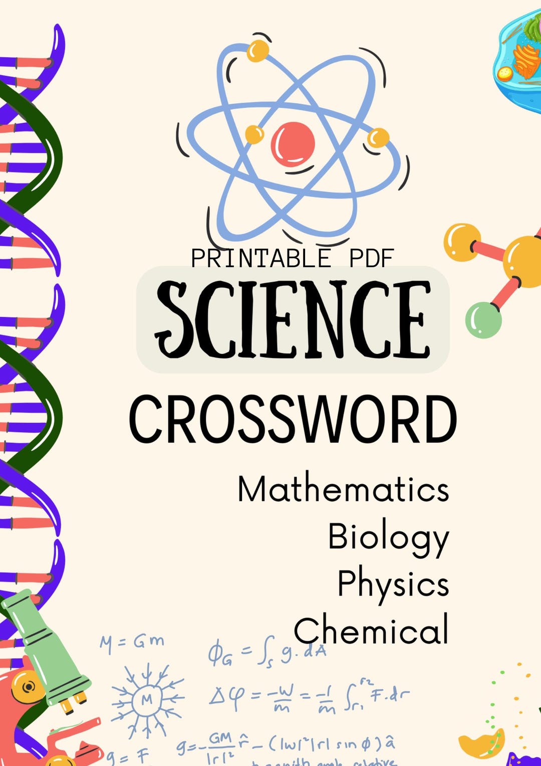 Printable Science Crossword 8-page PDF for Kids & Teens Math, Biology ...