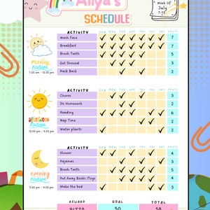 Kids Daily Activity Checklist Schedule Printable, Editable Chores Chart ...