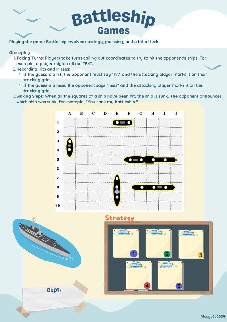 Printable Battleship Game - Sea Strike | Fun for Kids & Adults | Easy ...