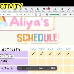 Kids Daily Activity Checklist Schedule Printable, Editable Chores Chart ...