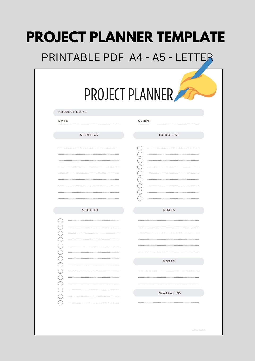 Project Planner Template, Project Planner Worksheet, Employee Project ...