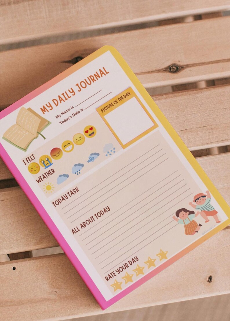 Kids Daily Journal Printable All About Me Template & Activity Journal ...