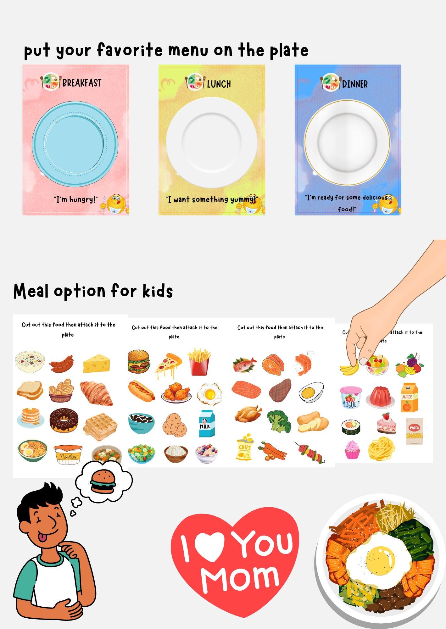 Fun Kids Meal Planner Template Customizable Visual Menu for Breakfast ...