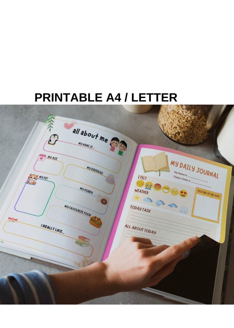 Kids Daily Journal Printable All About Me Template & Activity Journal ...