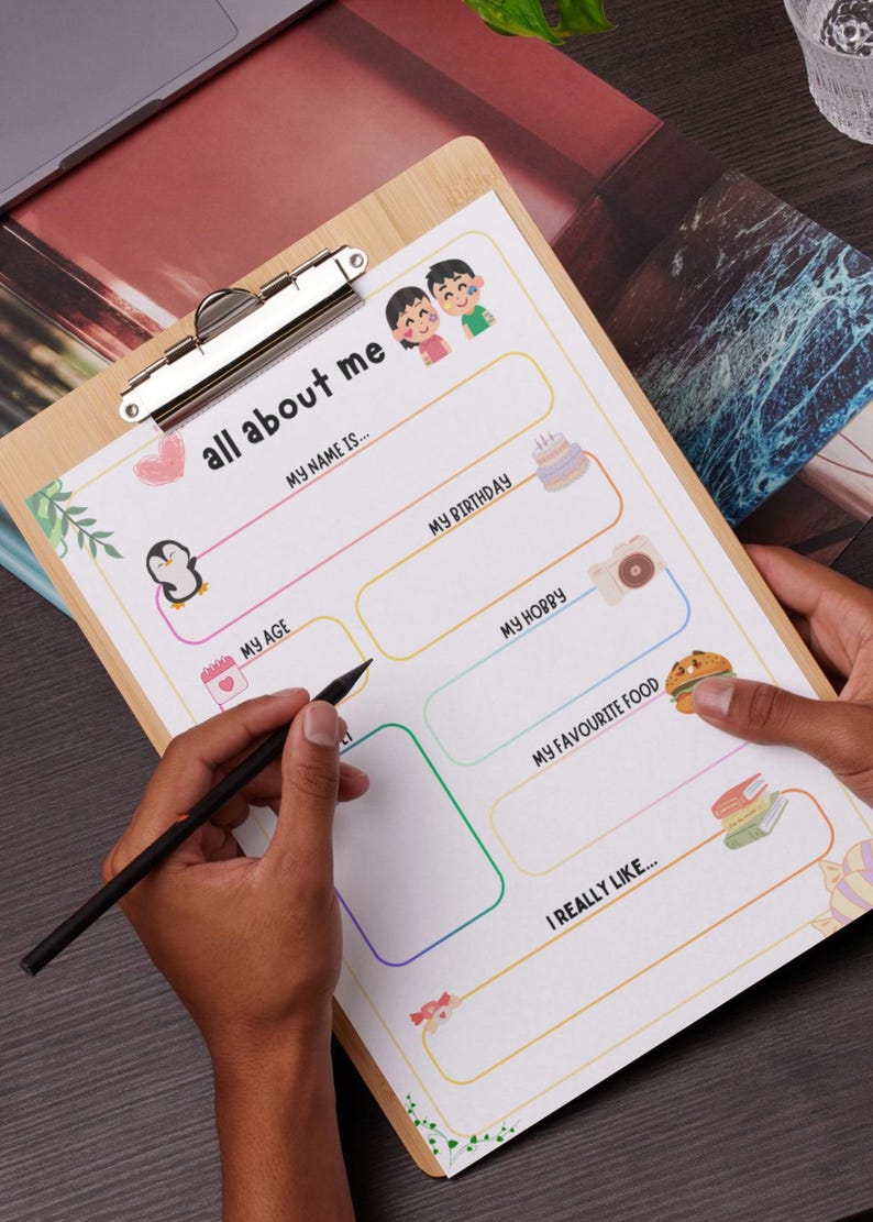 Kids Daily Journal Printable All About Me Template & Activity Journal ...